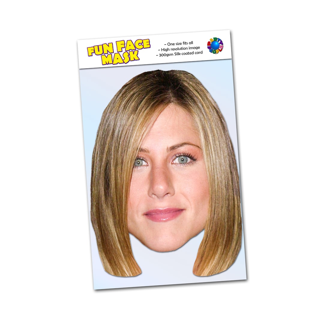 Jennifer Aniston - Ready to Wear Celebrity Card Face Mask With Optional ...