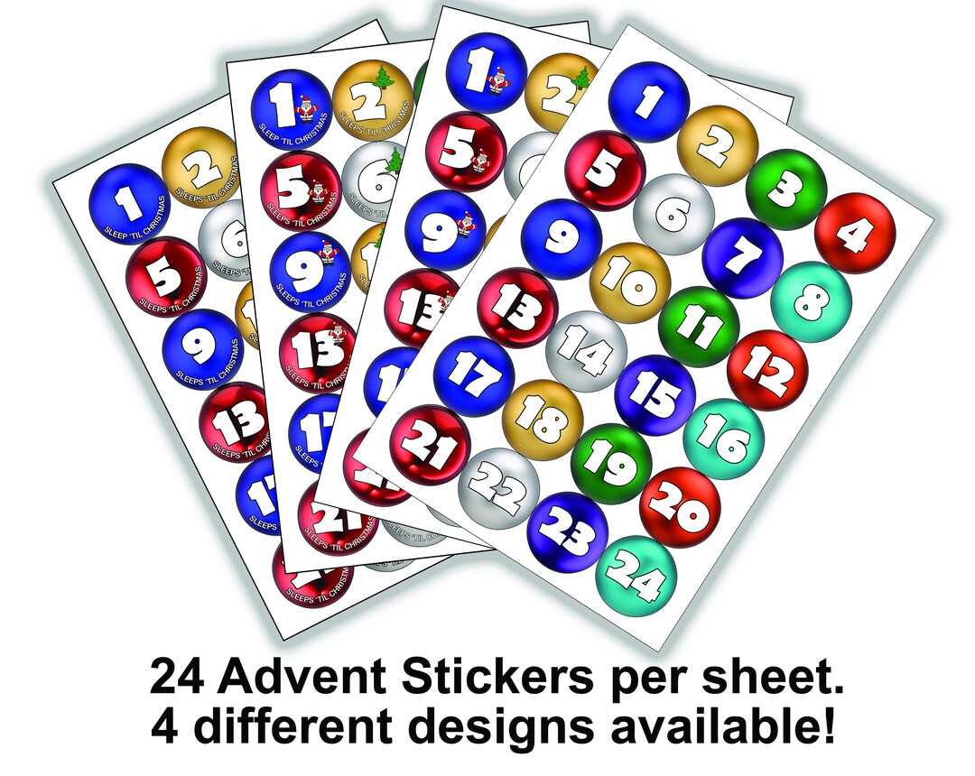 Advent Calendar Stickers Bauble Design Christmas Countdown - Etsy