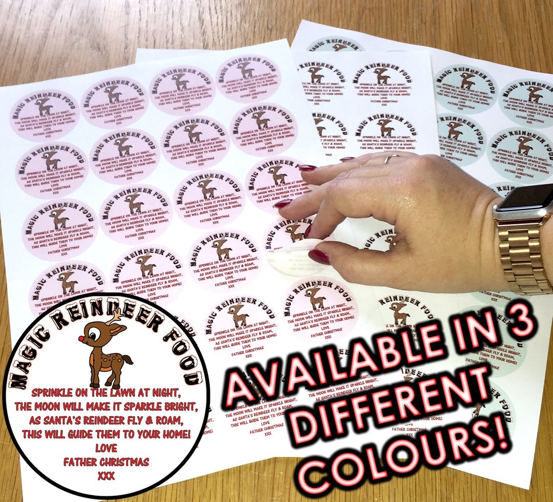 Magic Reindeer Food Stickers - Three Colours to Choose From - 24, 48 or ...