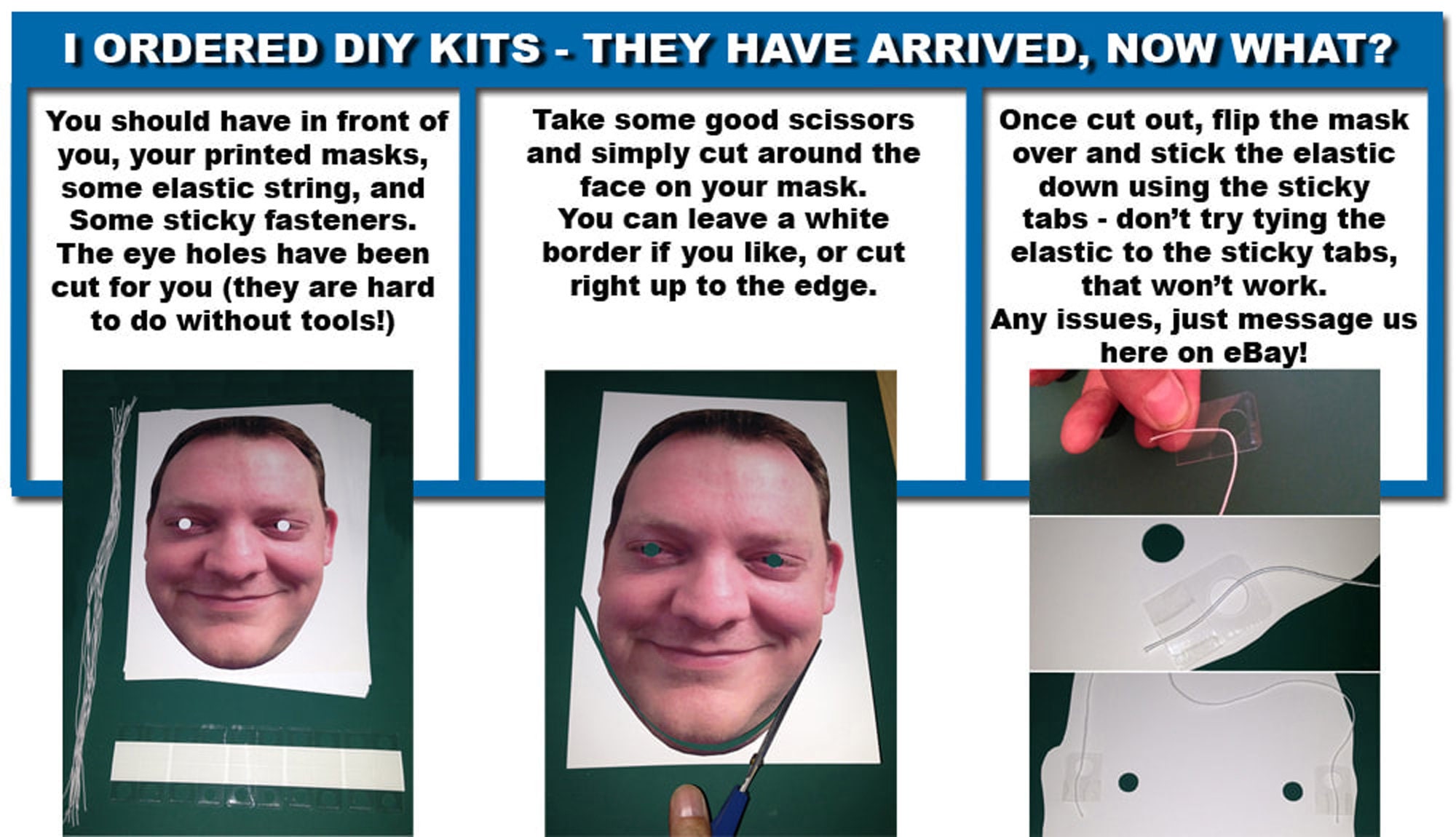 10 X Personalised Photo Face Mask Kits D.I.Y. or Ready to Wear - Etsy UK