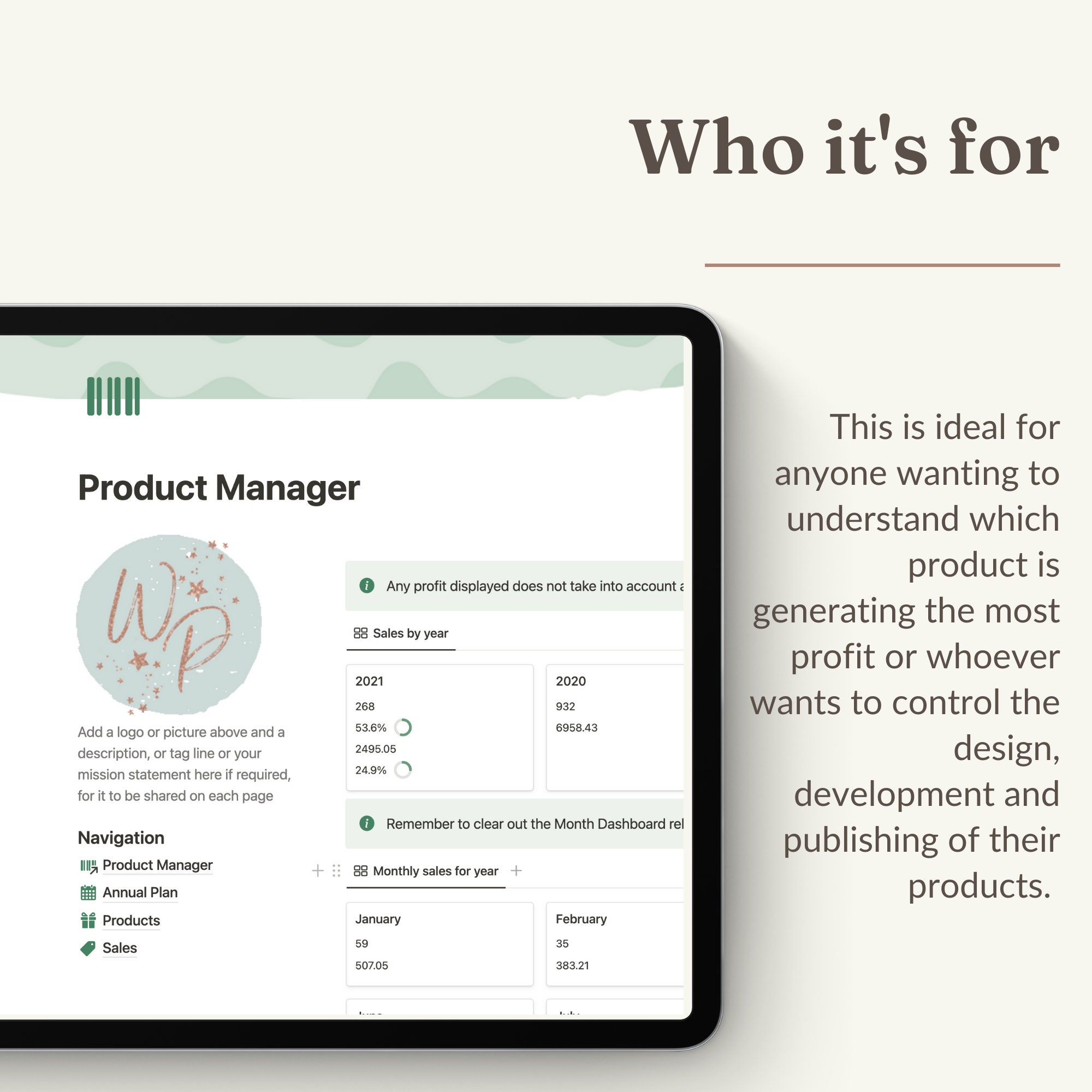 Product Planner Notion Template. Digital Product Manager for a Small ...