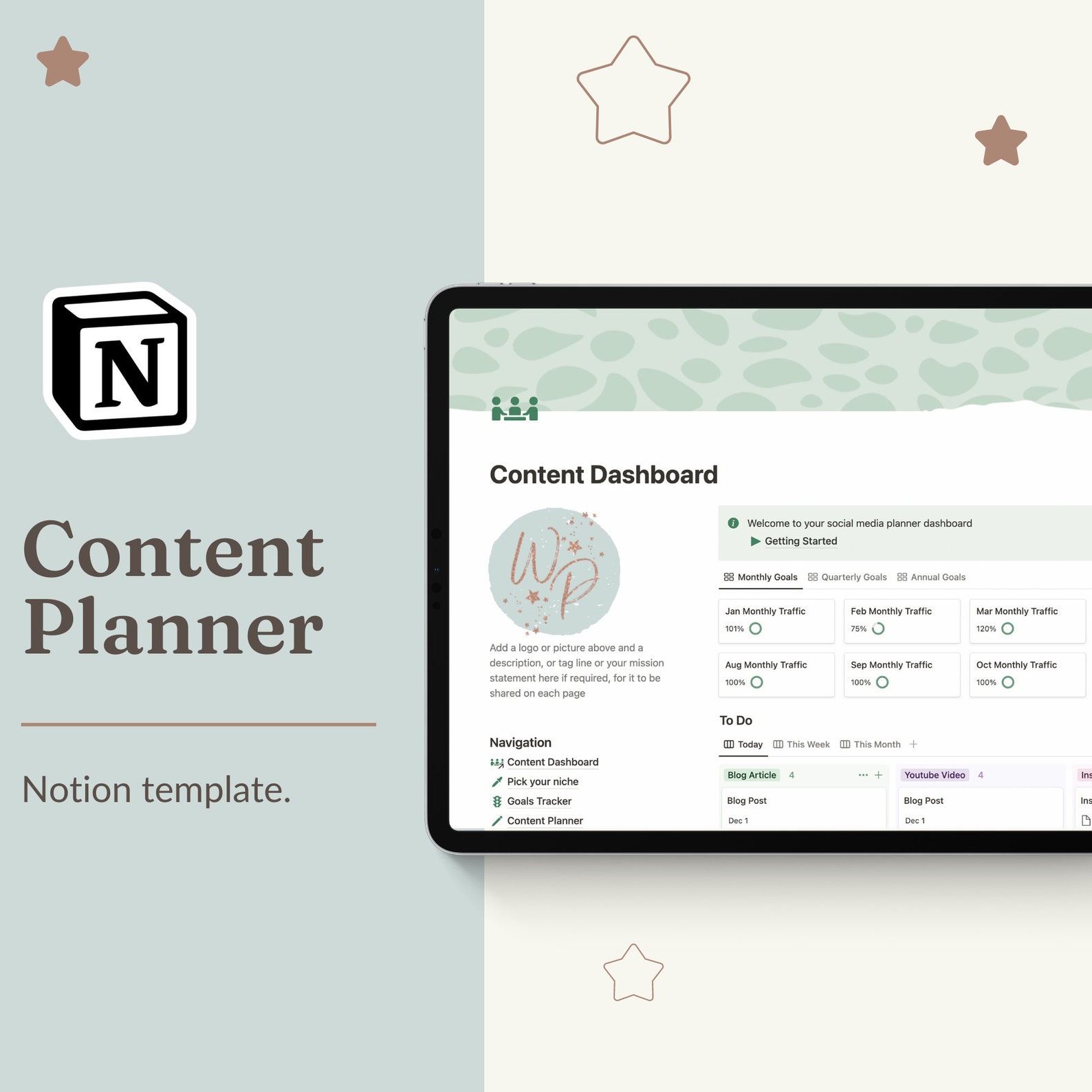 Content Planner Notion Template. Blog Post Planner & Social Media ...