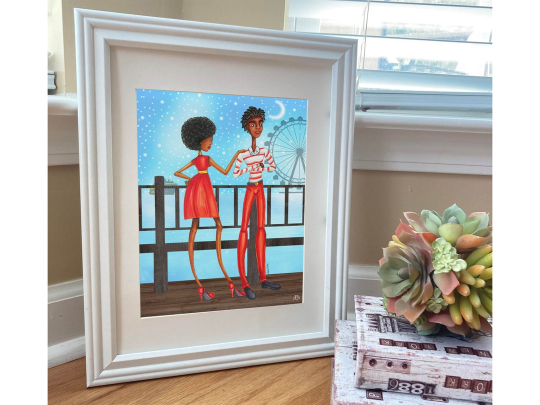 African American Couple Night Out Art Print | Unframed - Etsy