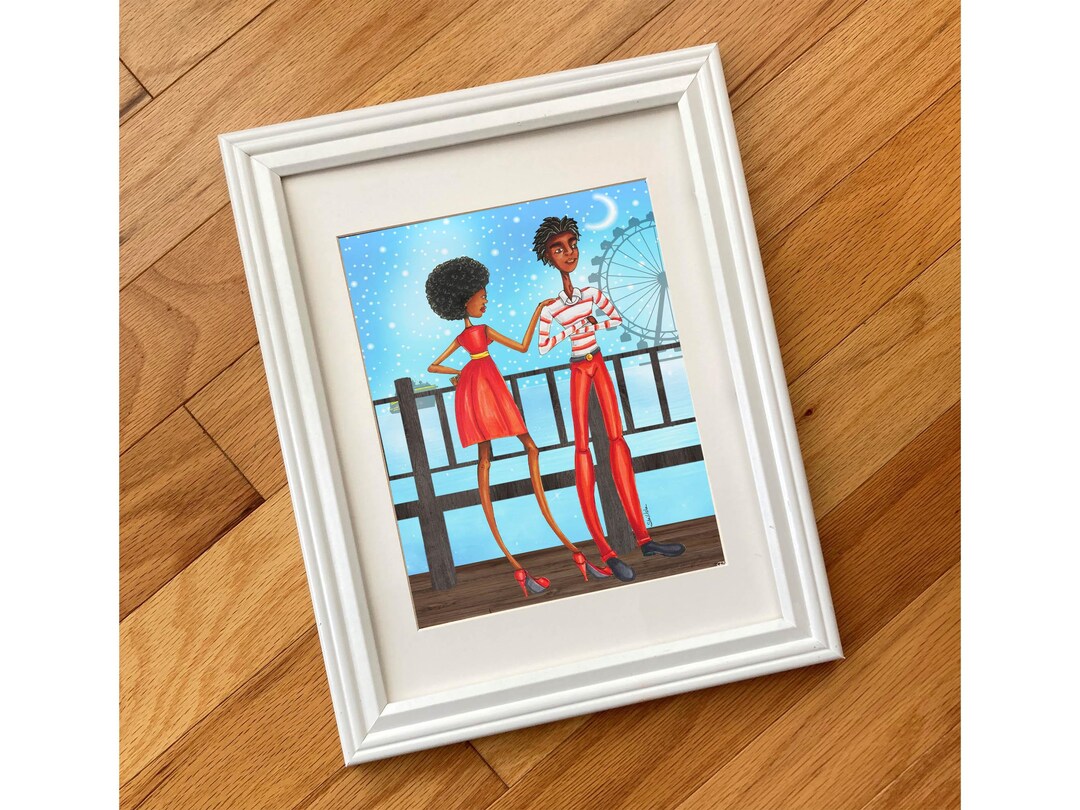 African American Couple Night Out 5x7 Art Print AP13 - Etsy