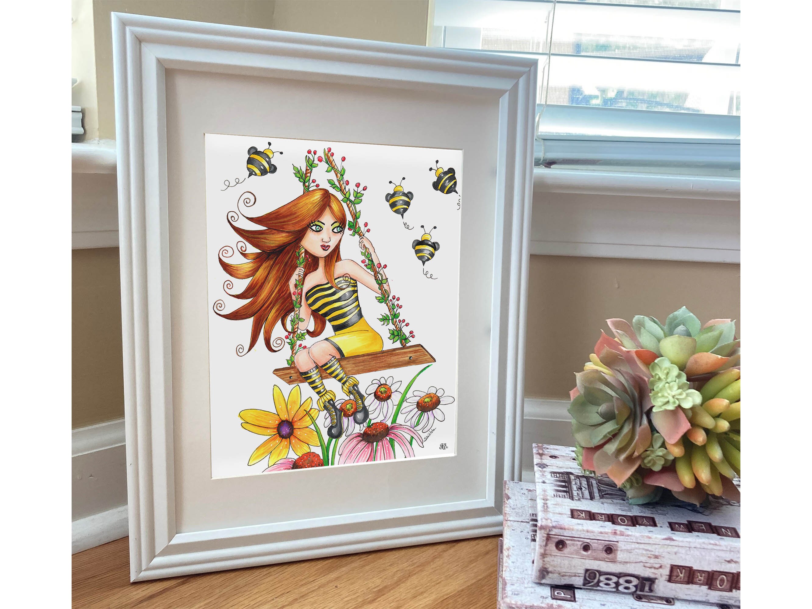 Bee Girl Art Print | Unframed - Etsy