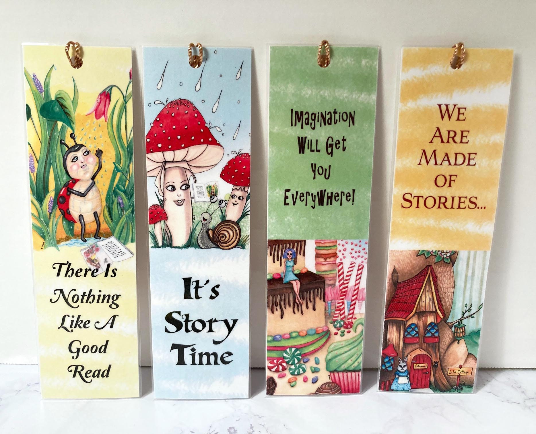 Story Time Bookmark Laminated Bookmark Illustrated | Etsy