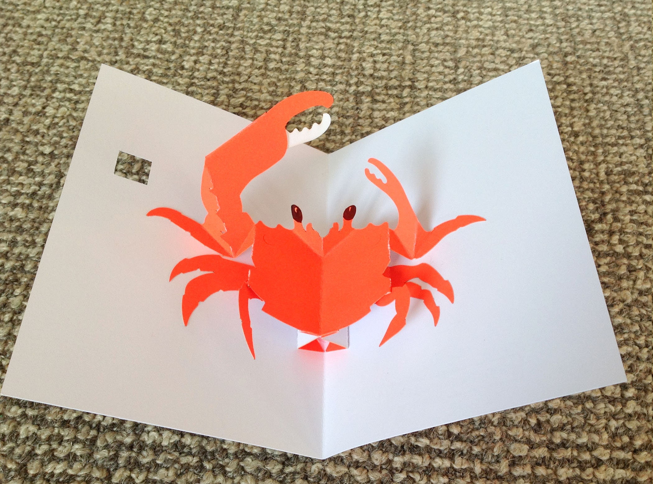 Bright Red Crab Pop-up Card - Etsy
