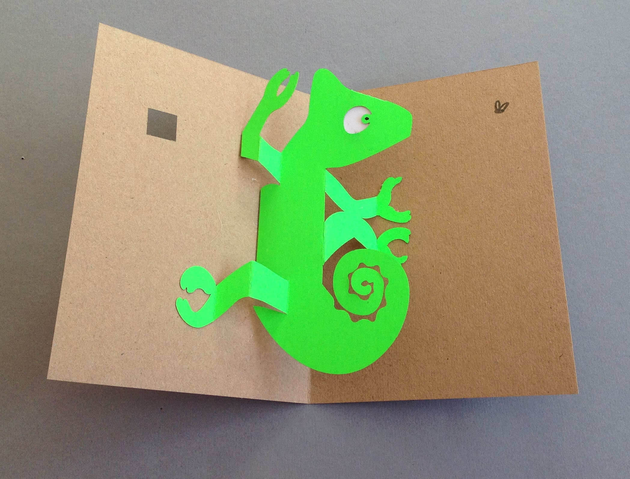 Bright Green Chameleon Pop-up Card - Etsy