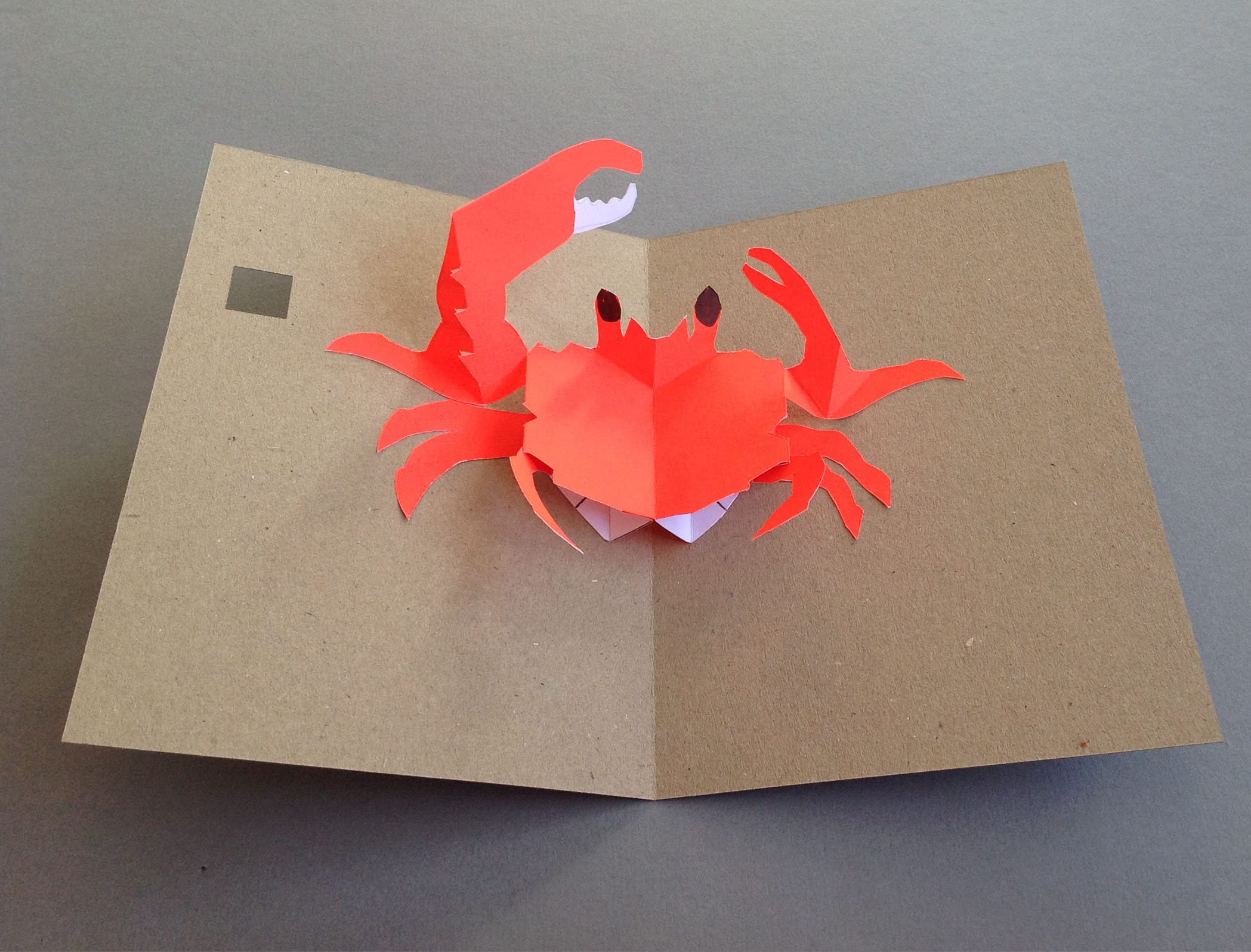 Bright Red Crab Pop-up Card - Etsy