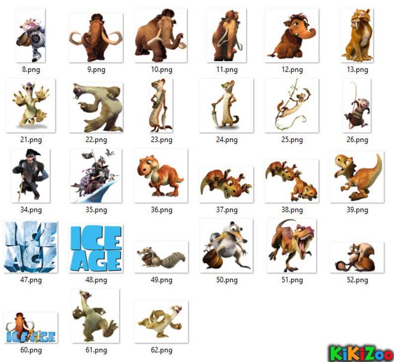 Ice Age Clipart ice age PNG files ice age cartoon characters | Etsy
