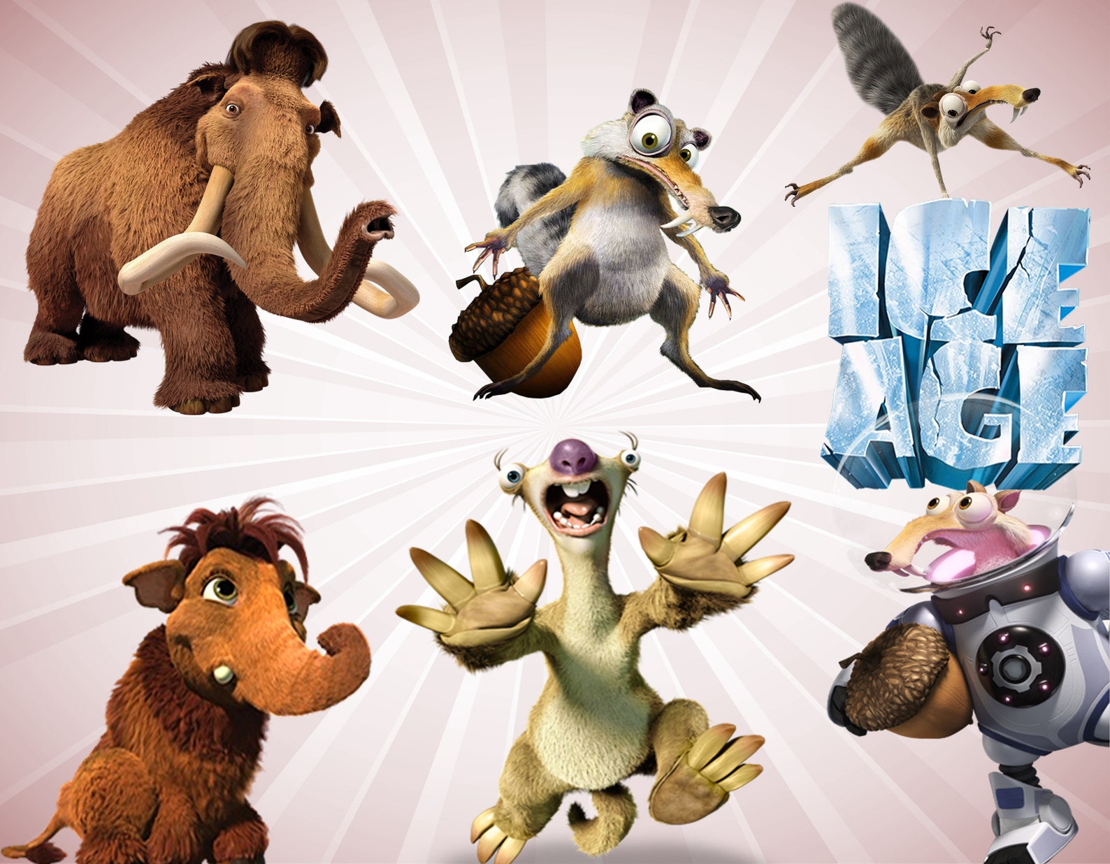 Ice Age Clipart ice age PNG files ice age cartoon characters | Etsy