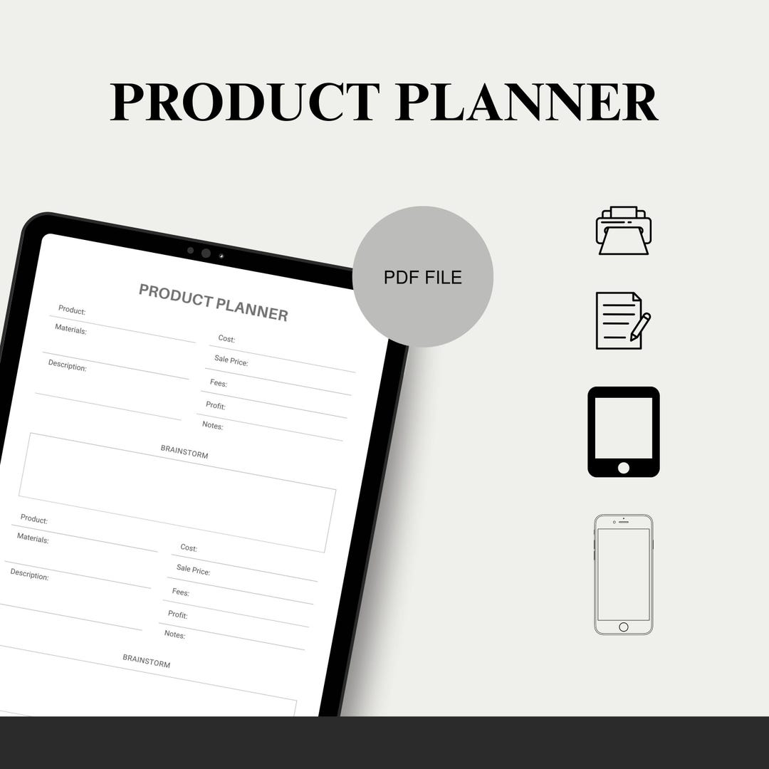 Product Planner Printable, New Product Planner, Product Development ...
