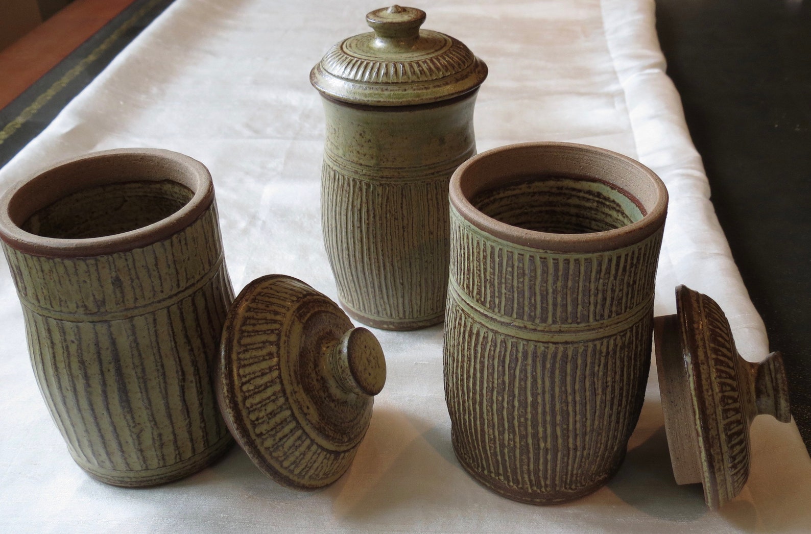 Small Fluted Lidded Pot - Etsy