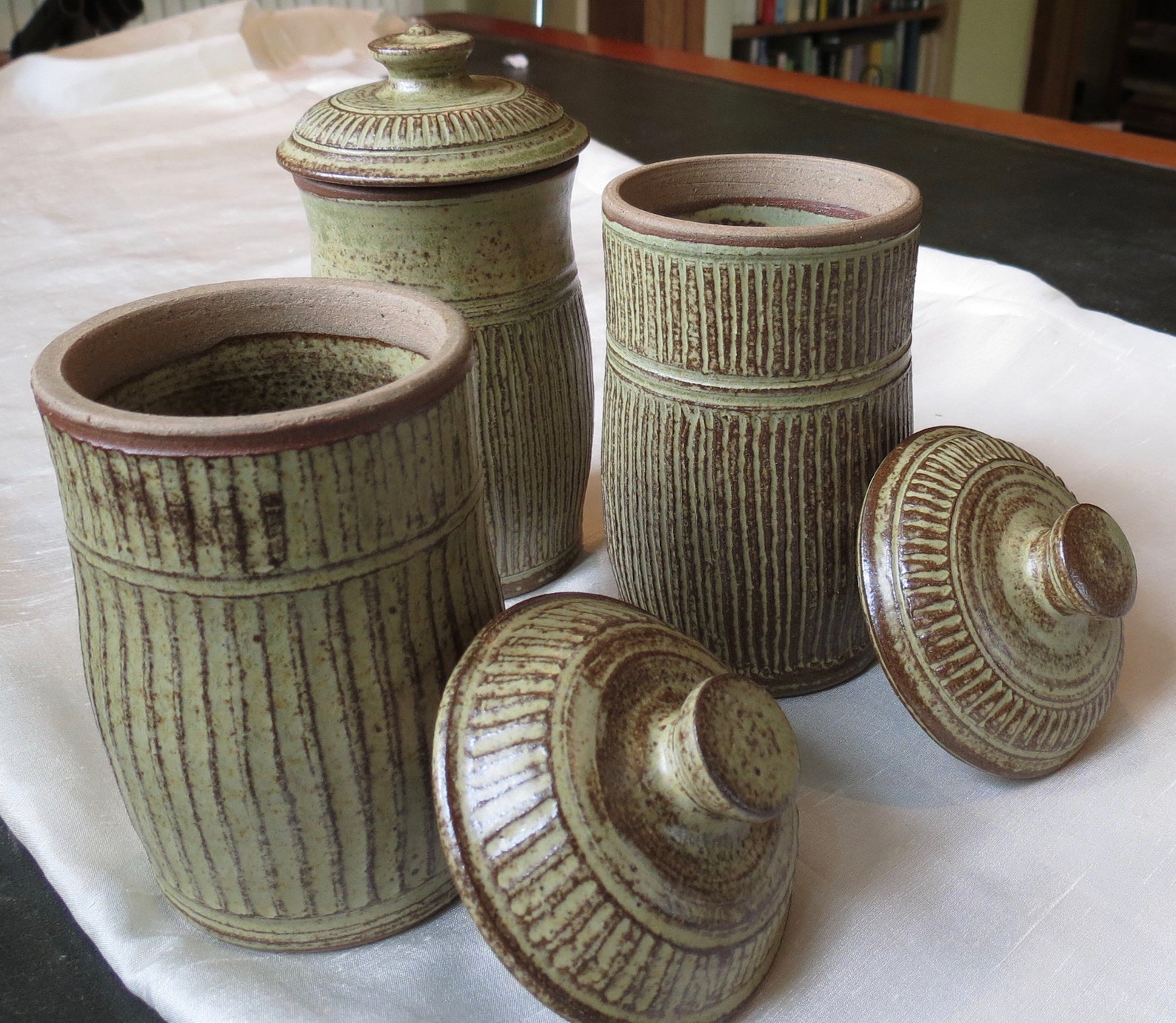 Small Fluted Lidded Pot - Etsy