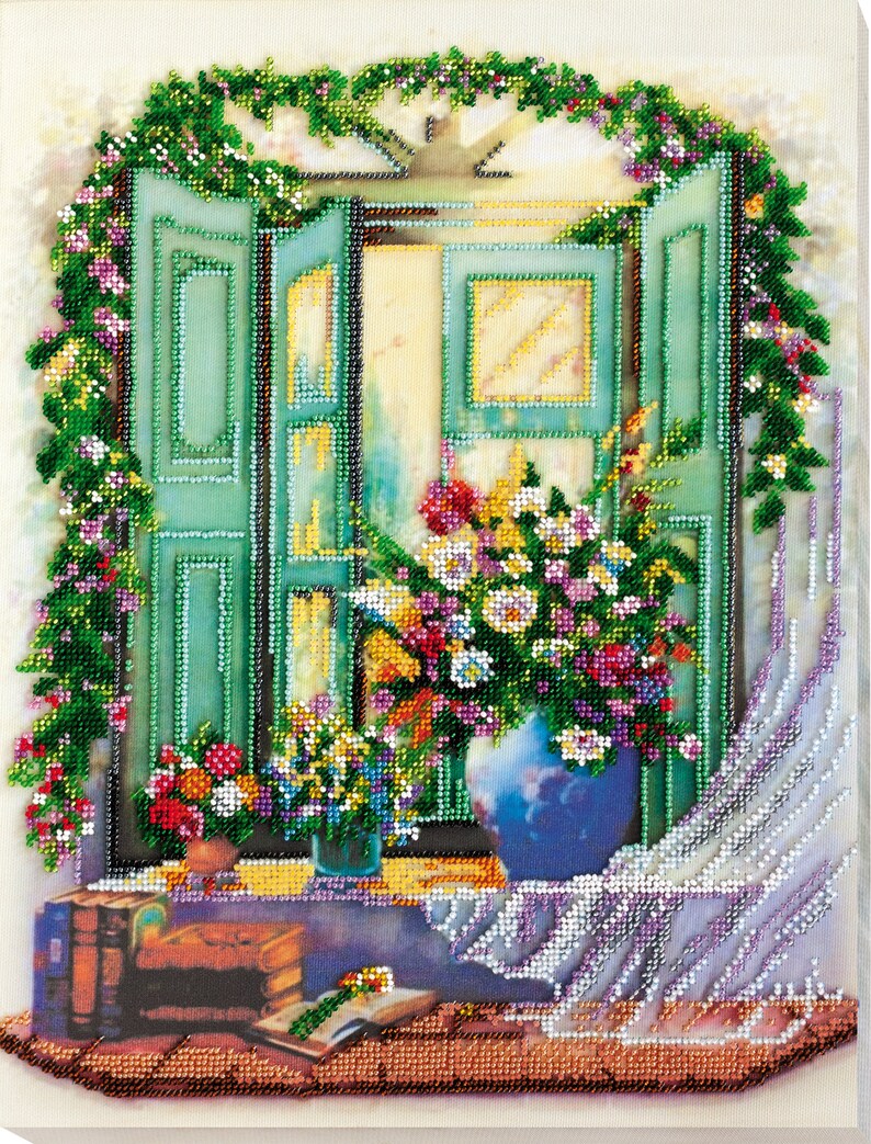 DIY Bead Embroidery Kit, Beadwork Craft Kit for Adults, Art Canvas Wall ...