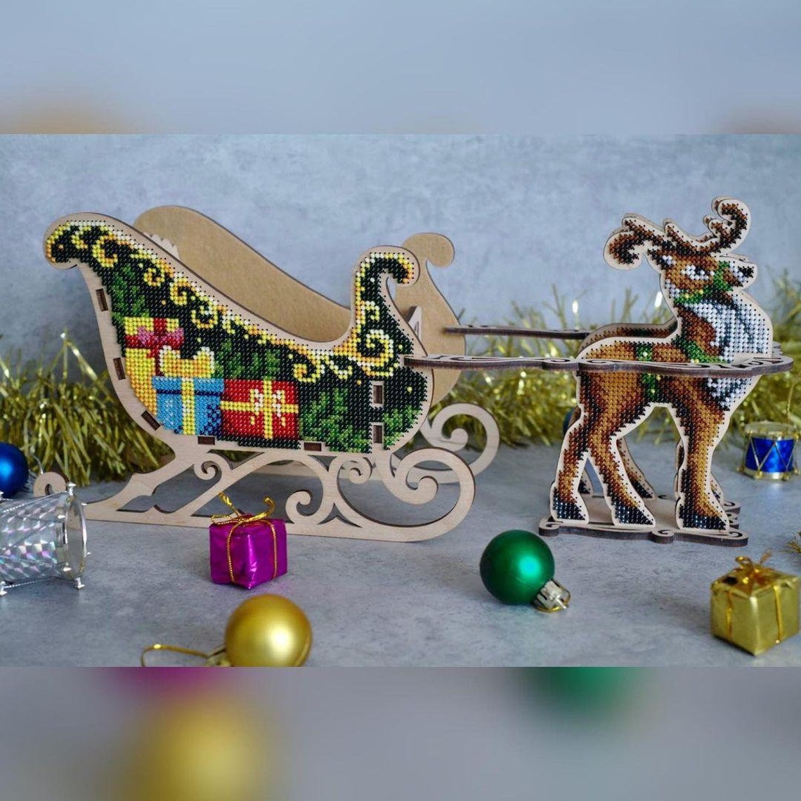 DIY Christmas Sleigh Kit christmas Reindeer on - Etsy