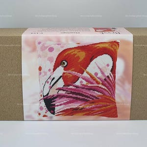 DIY Needlepoint Pillow Kit "flamingo", Tapestry Cushion Kit, Half Cross ...