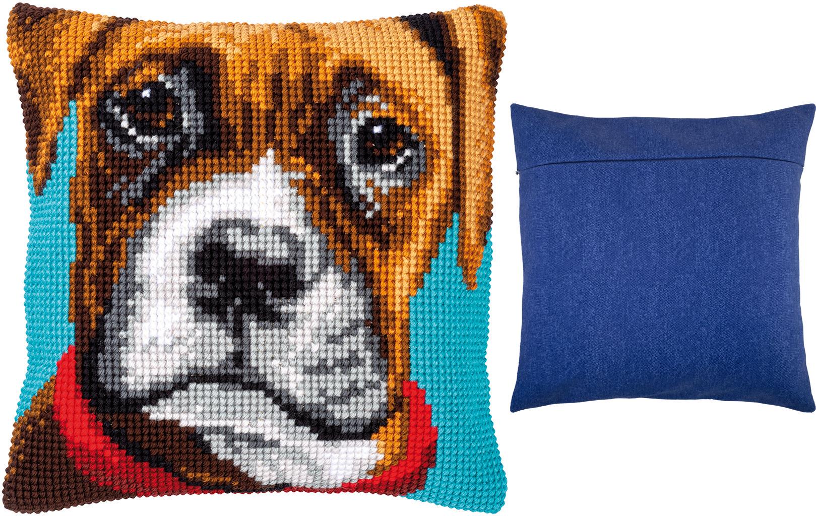 DIY Cross Stitch Cushion Kit "boxer" | Needlepoint Pillow Kit ...