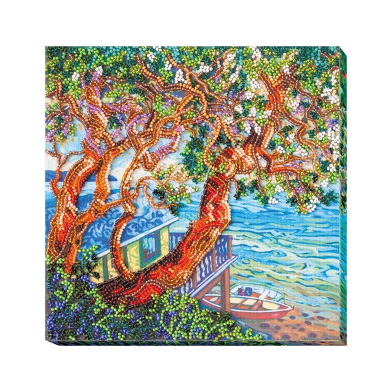 DIY Bead Embroidery Kit on Art Canvas above the - Etsy