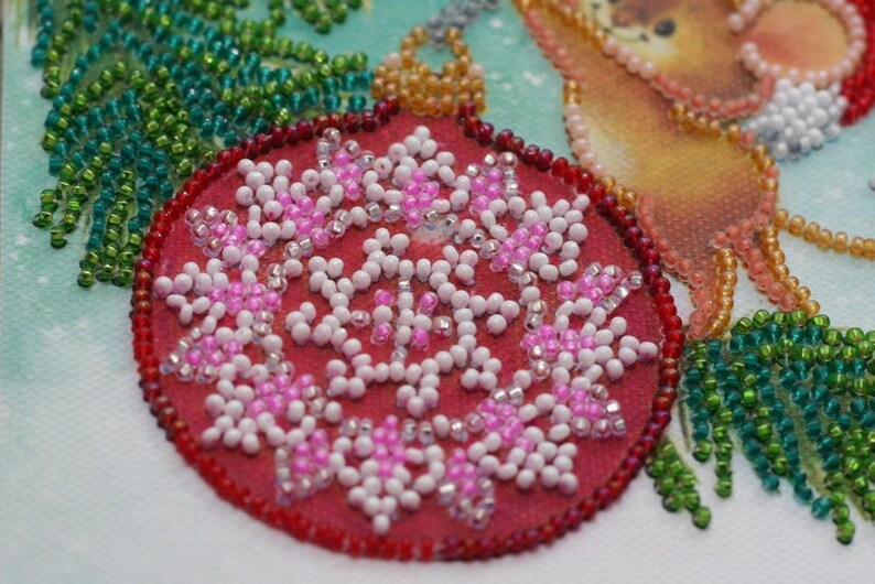 DIY Bead Embroidery Kit on Art Canvas "decorating Christmas Tree ...
