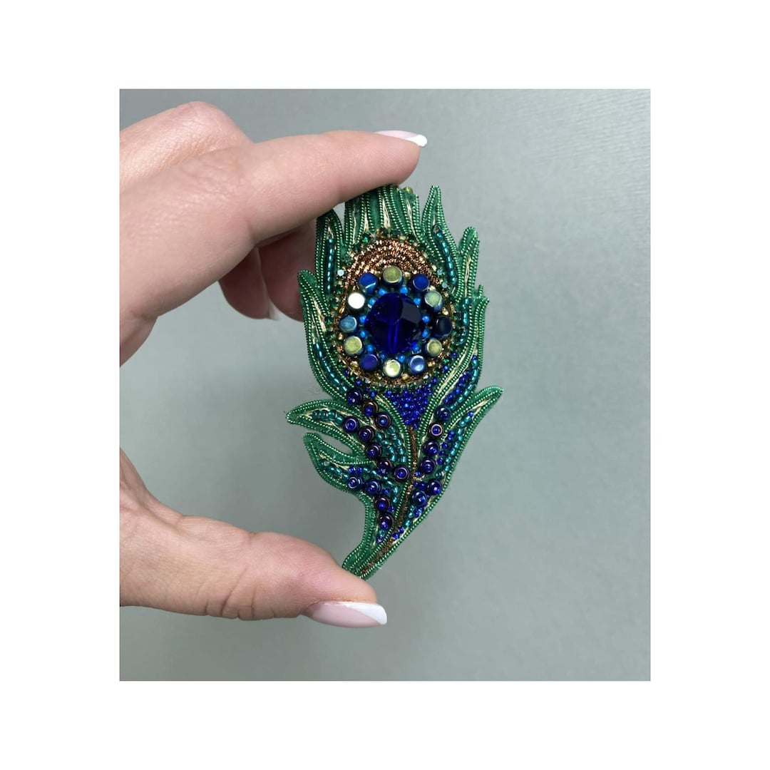Beadwork Kit for Creating Brooch peacock Feather, DIY Jewelry Making ...