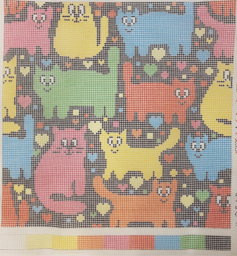 DIY Needlepoint Pillow Kit puzzle of Cats | Etsy