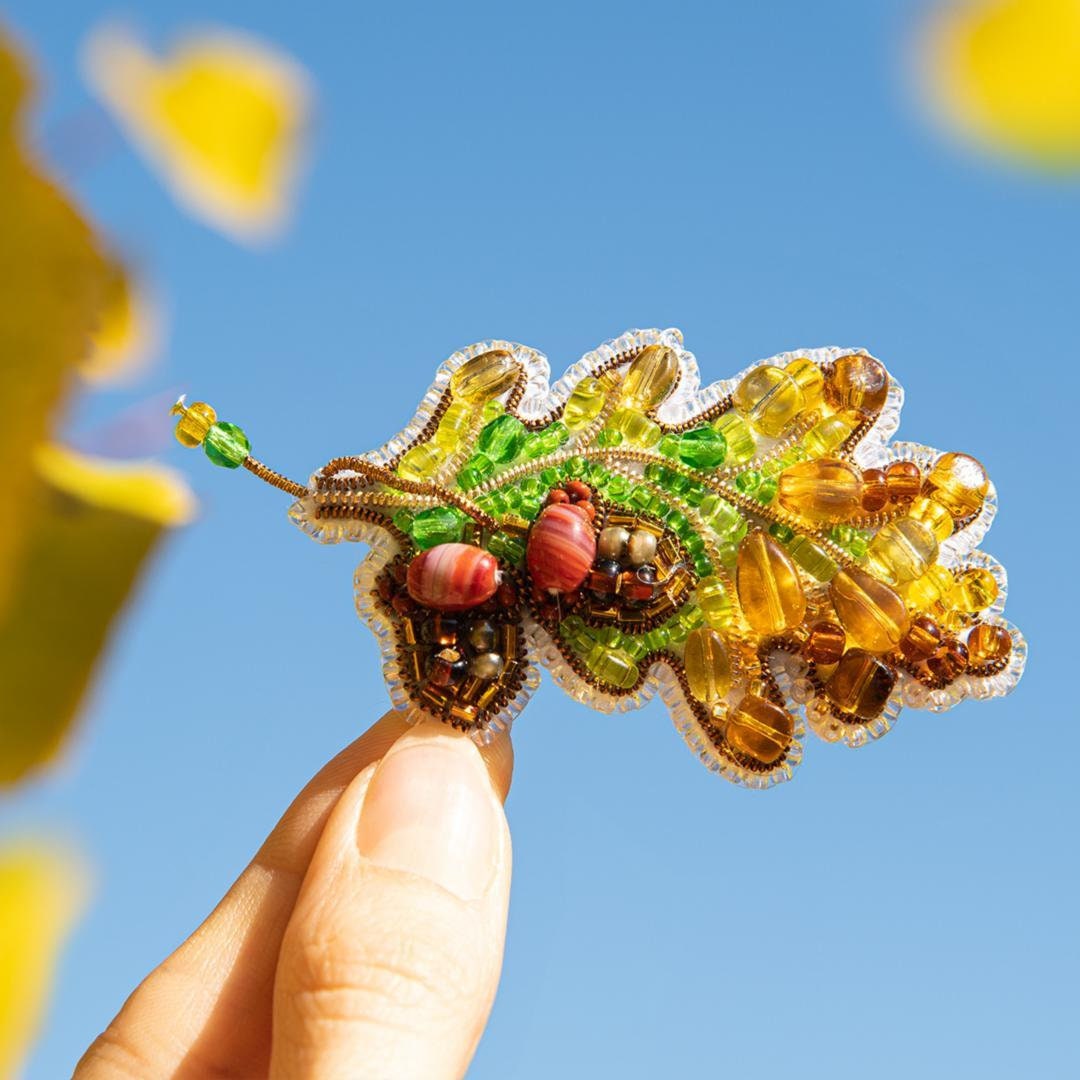 Beadwork Kit for Creating Brooch oak Leaf DIY - Etsy
