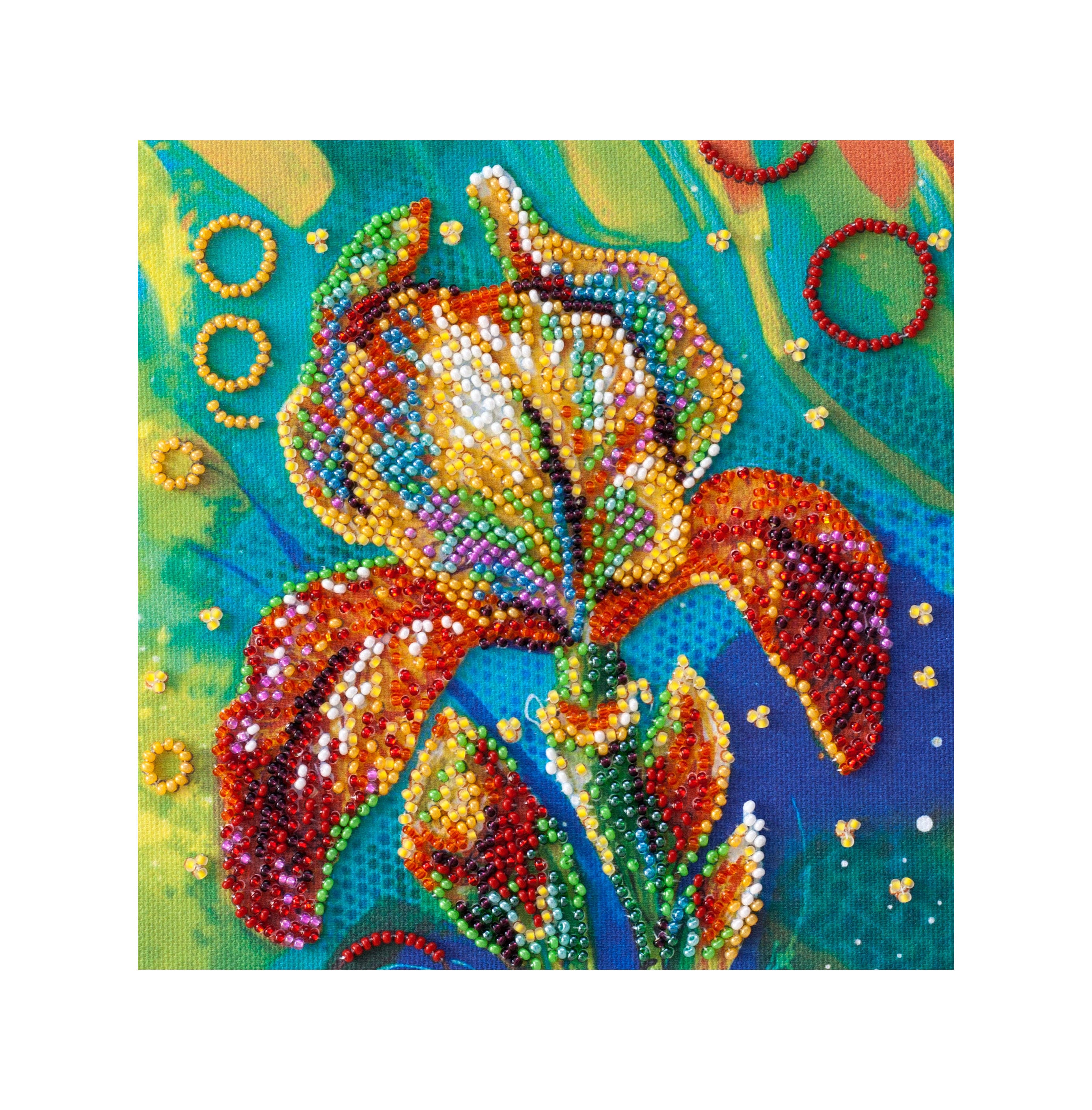 DIY Bead Embroidery Kit on art canvas Multicolored | Etsy