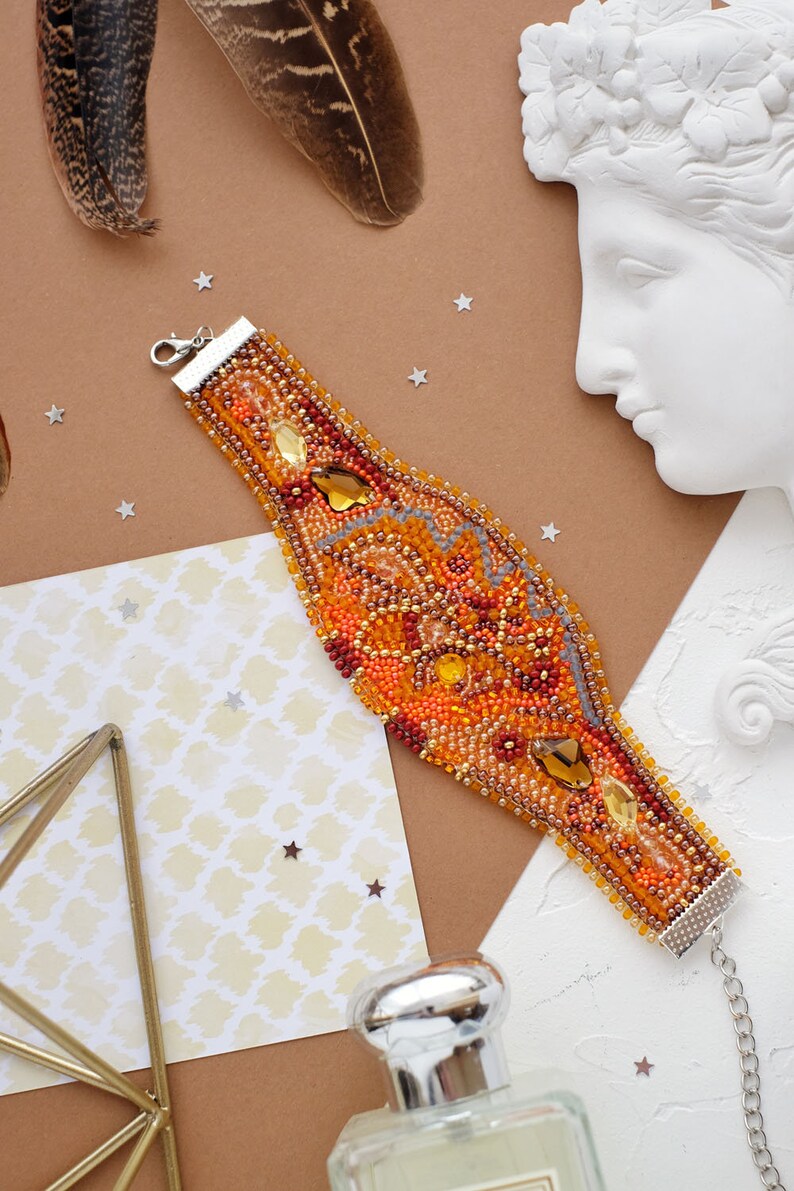DIY Beaded Bracelet Kit "autumn Gold" / Bead Embroidery / Jewelry ...
