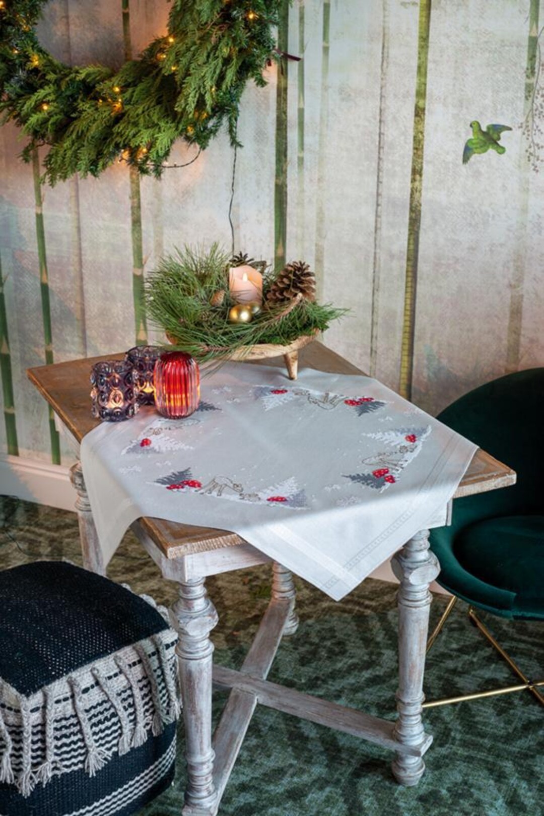 DIY Printed Tablecloth Kit "winter Christmas Landscape", Printed Cross ...