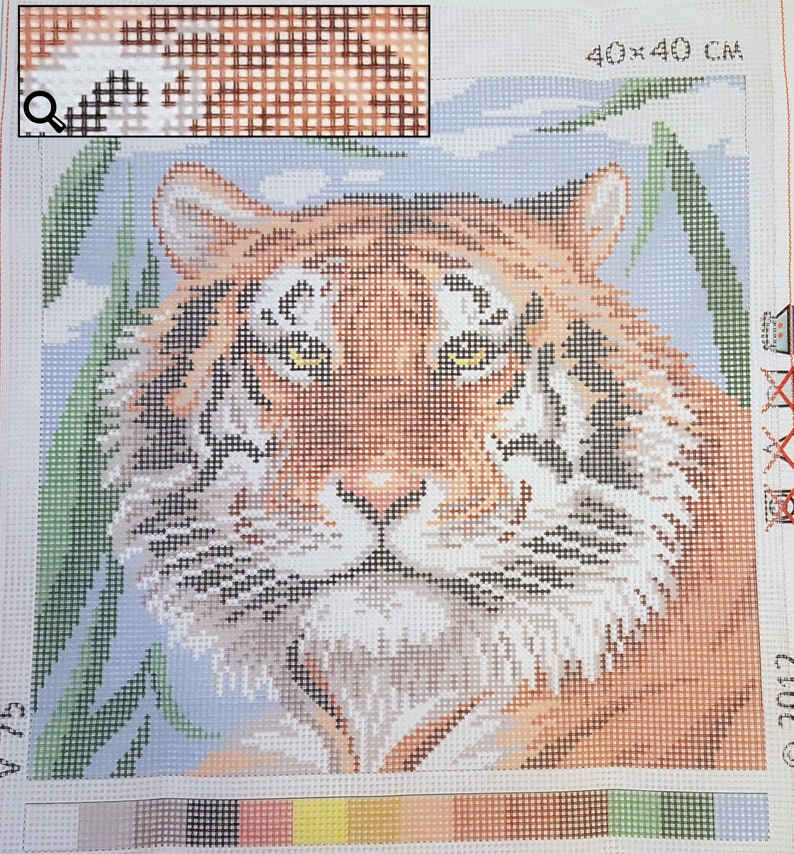 DIY Needlepoint Pillow Kit Tiger Tapestry cushion | Etsy