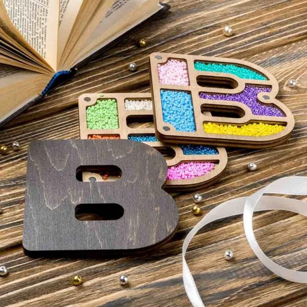 Seed Bead Organizer alphabet, Beadwork Jewelry Making, Wooden Bead ...