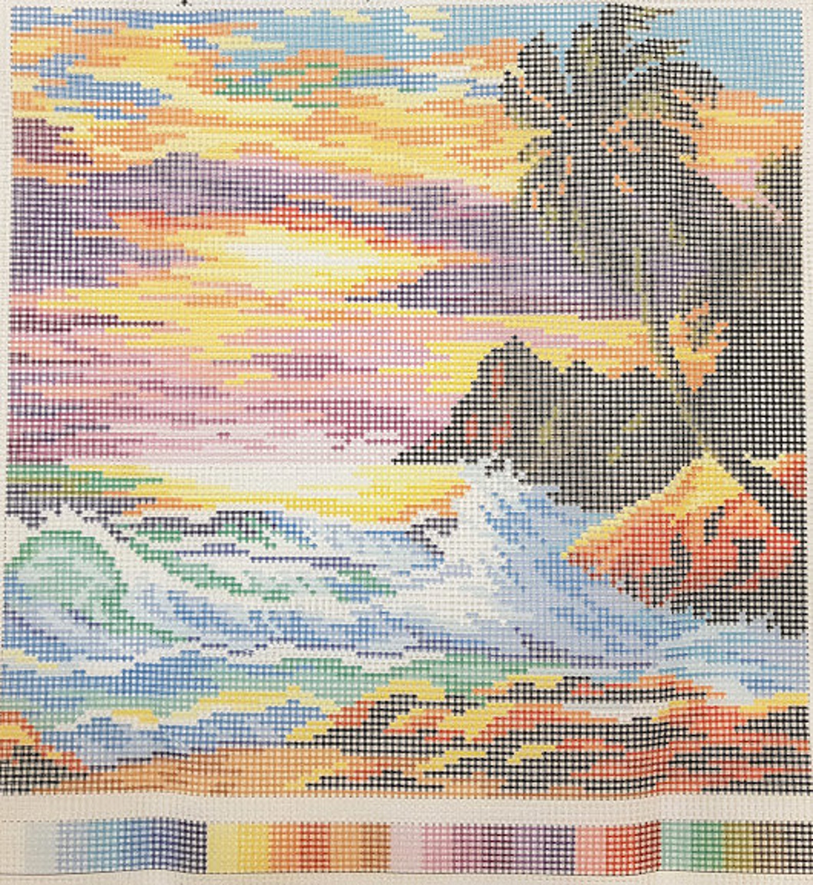 DIY Needlepoint Pillow Kit Tropical Sunset | Etsy
