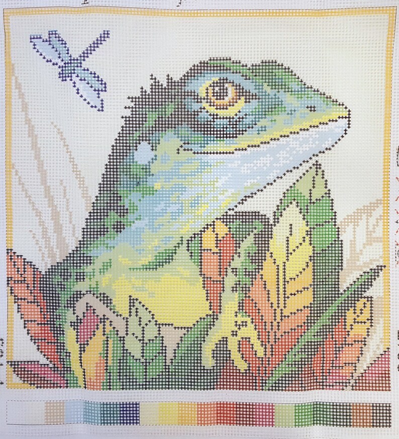 DIY Needlepoint Pillow Kit Lizard Tapestry | Etsy