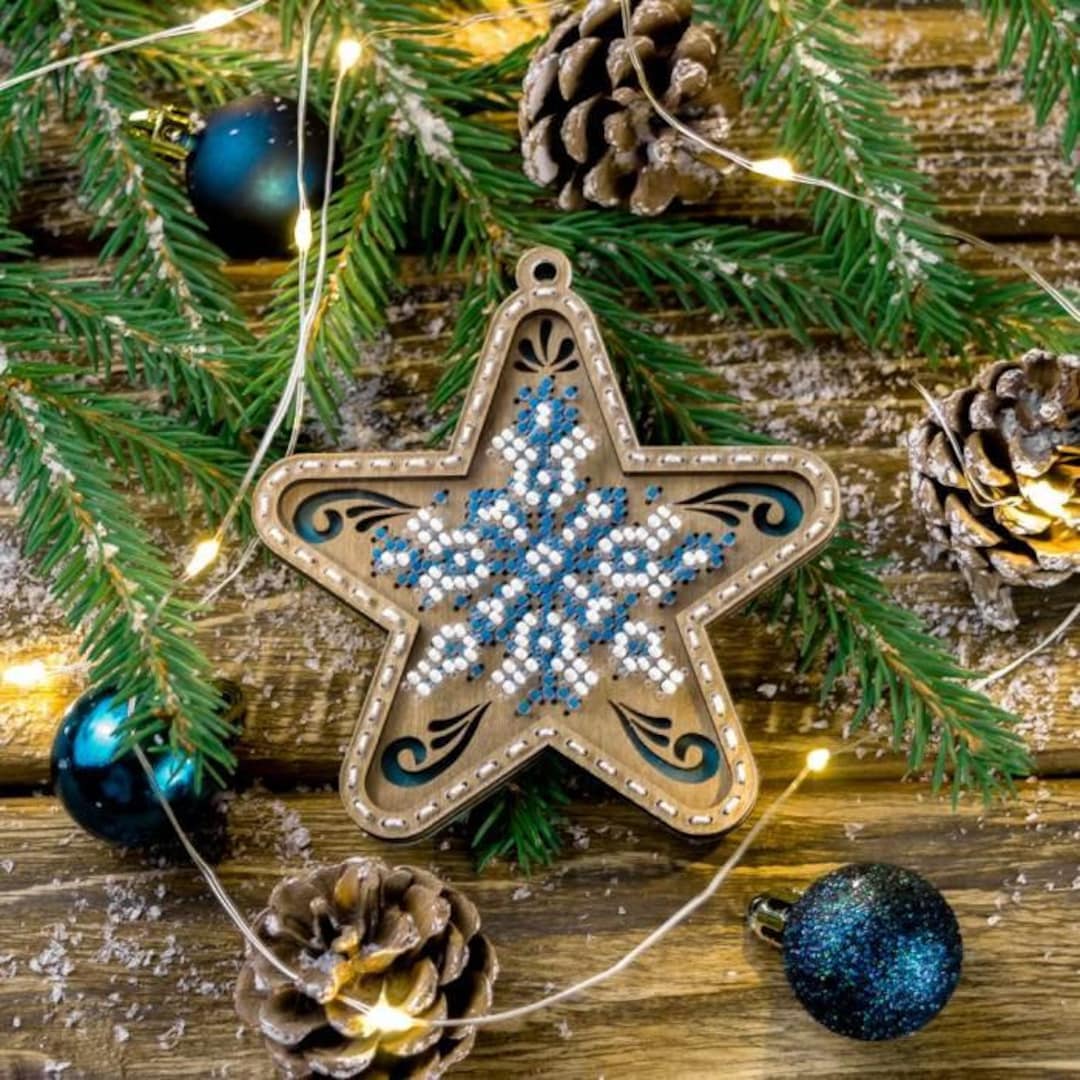 DIY Christmas Tree Ornament Kit "star" – Bead Embroidery Kit for ...