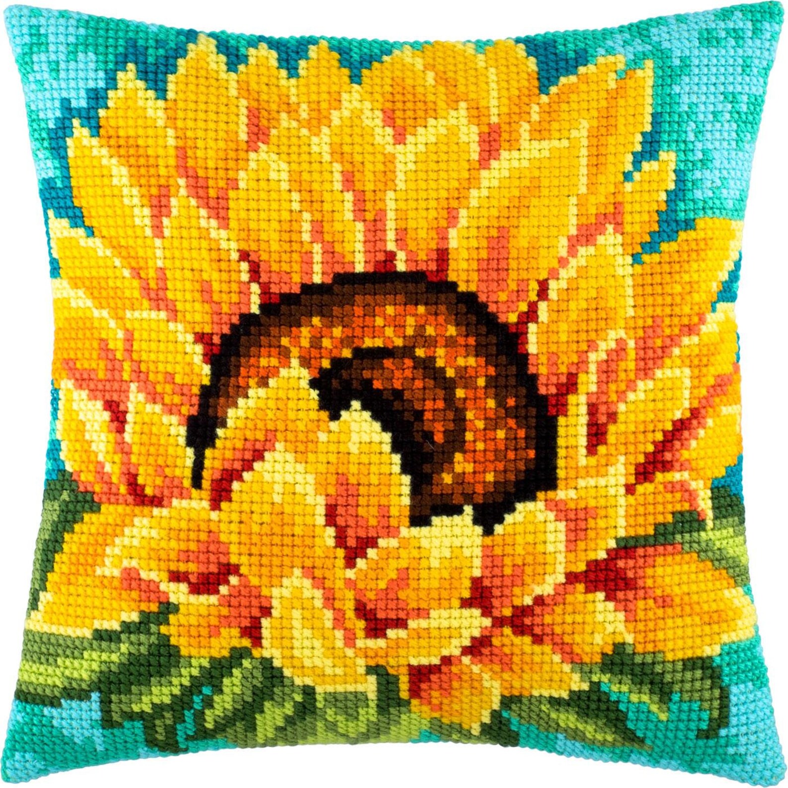 DIY Needlepoint Pillow Kit Sunflower Cross Stitch Cushion - Etsy
