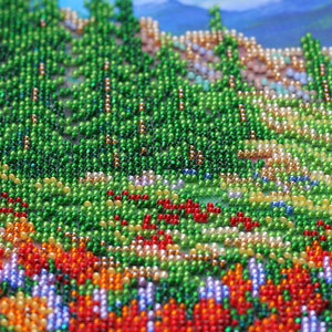 DIY Bead Embroidery Kit on art canvas Mountain | Etsy