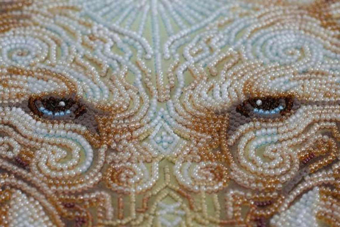 DIY Bead Embroidery Kit on art canvas Wolf Size: | Etsy