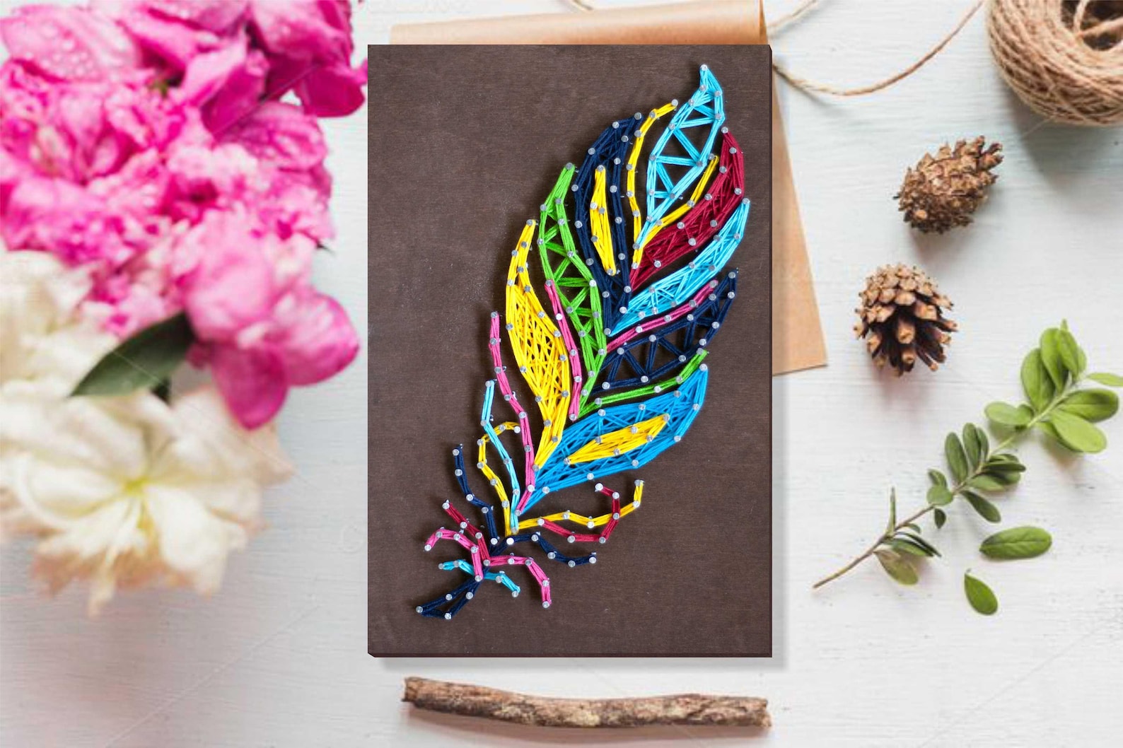 String Art Creative DIY Kit multicolored Feather - Etsy