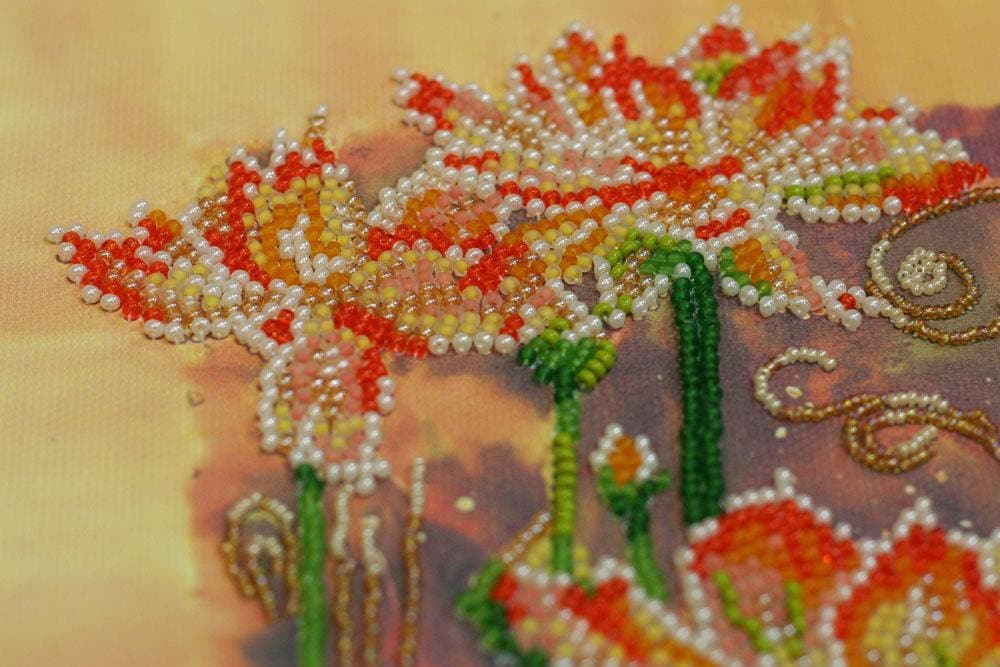 DIY Bead Embroidery Kit on Art Canvas lotuses at | Etsy