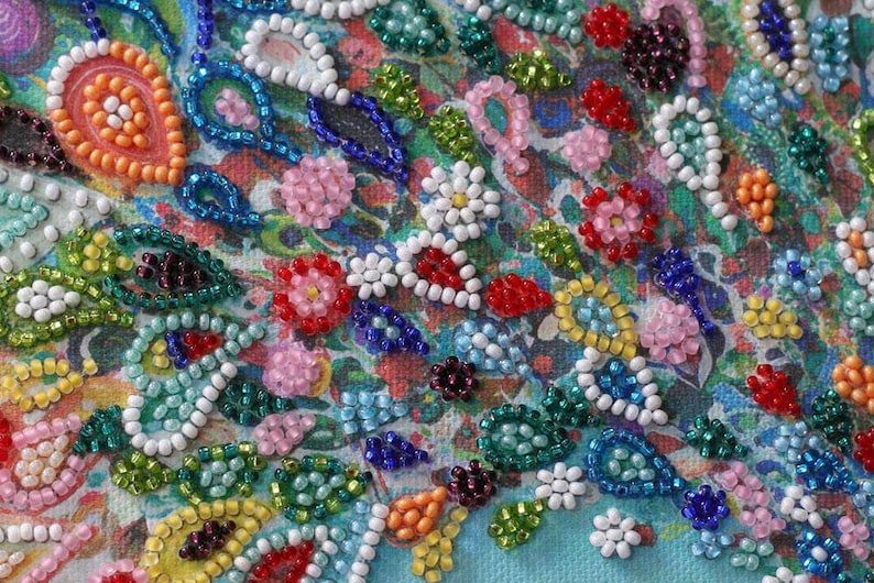 DIY Bead Embroidery Kit on Art Canvas colored - Etsy