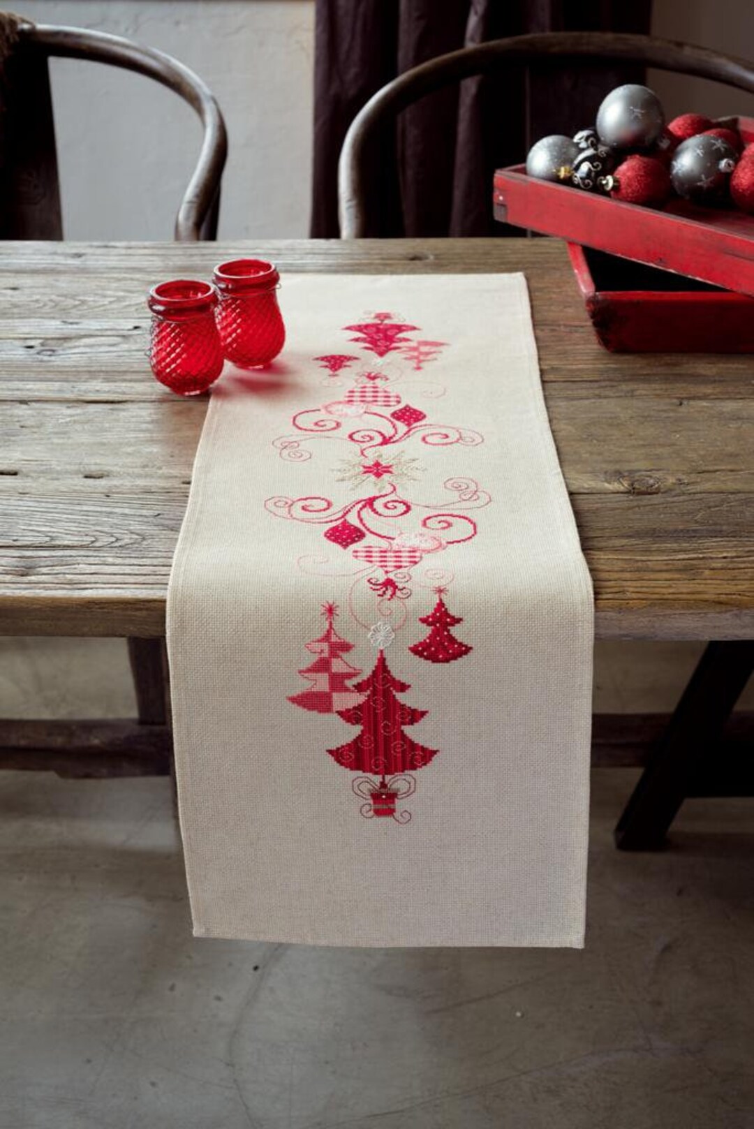 DIY Aida Table Runner Kit "christmas Decks", Counted Cross Stitch Kit ...