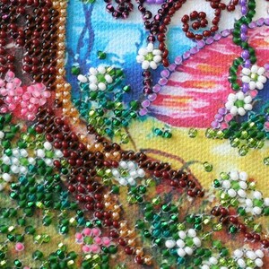 DIY Bead Embroidery Kit on Art Canvas bridge Into the Spring, Craft Kit, Beading Pattern, Home ...