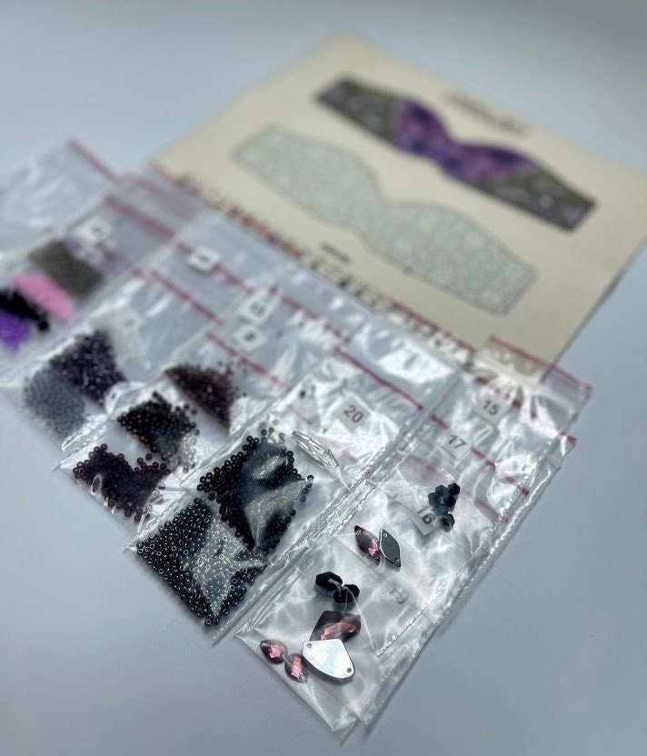 DIY Beaded bracelet kit Purple wave / Bead | Etsy