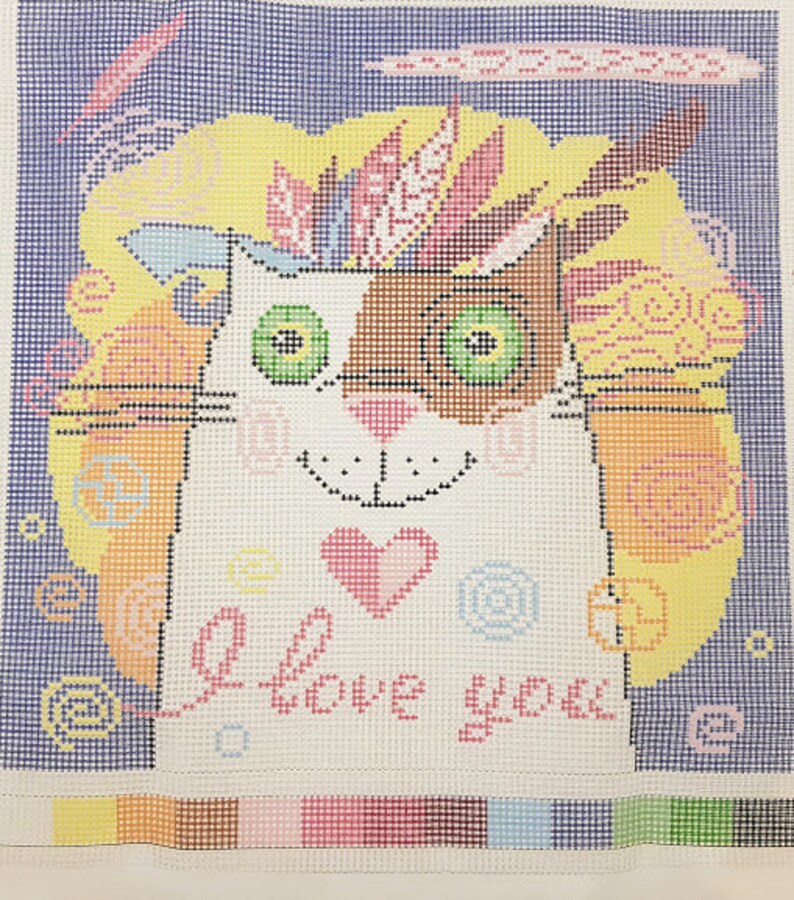 DIY Needlepoint Pillow Kit Beloved Cat Tapestry | Etsy