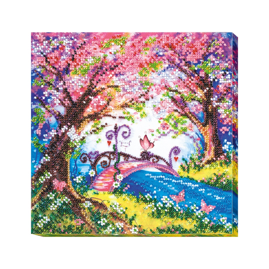 DIY Bead Embroidery Kit on Art Canvas bridge Into the Spring, Craft Kit, Beading Pattern, Home ...