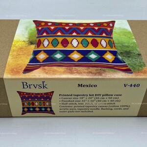 DIY Needlepoint Pillow Kit "mexico", Tapestry Cushion Kit, Half Cross ...