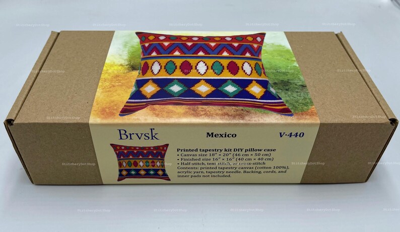 DIY Needlepoint Pillow Kit "mexico", Tapestry Cushion Kit, Half Cross ...