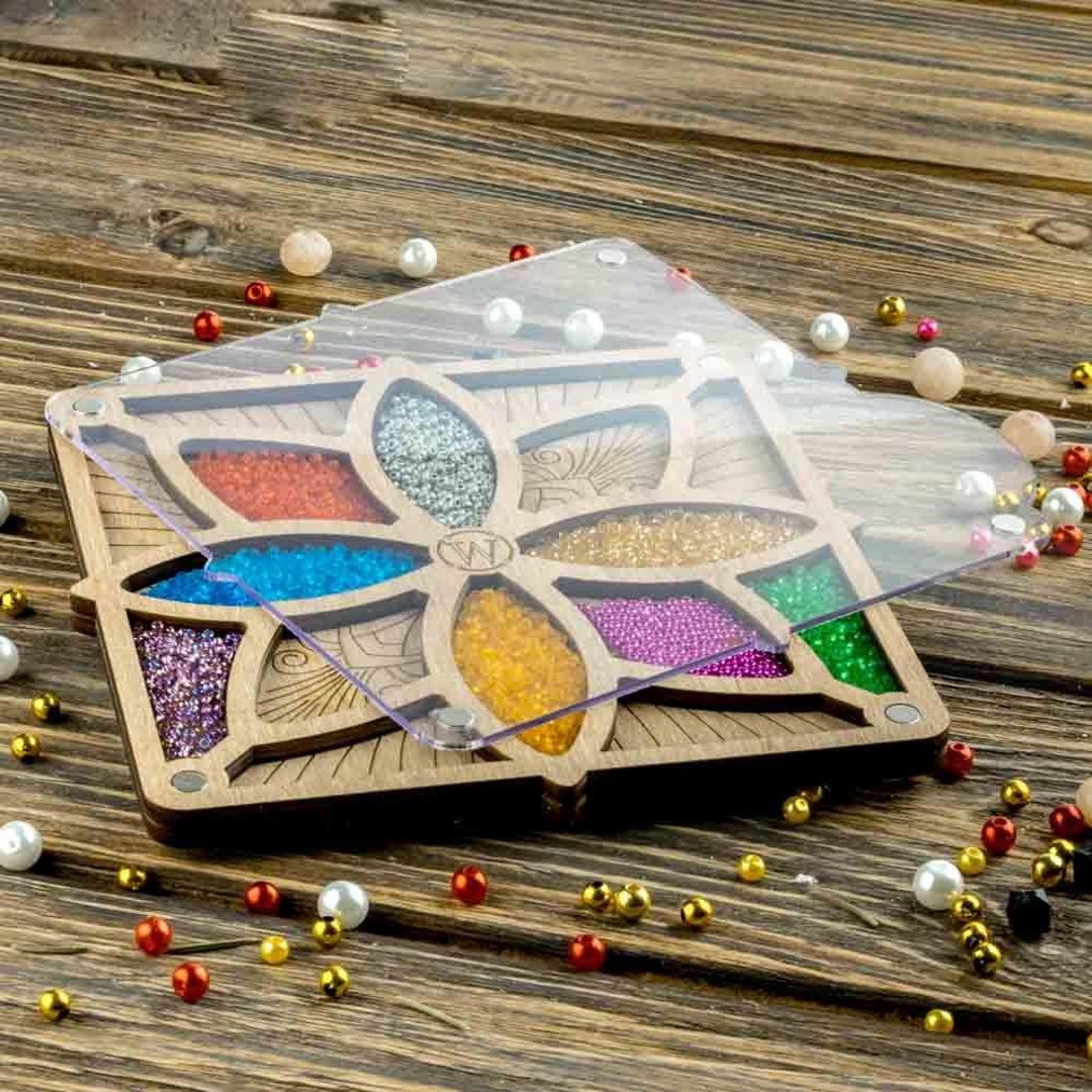 Wood Bead Organizer Tray With Lid , Seed Bead Storage Container Case ...