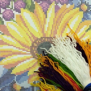 DIY Needlepoint Pillow Kit sunflower Among | Etsy